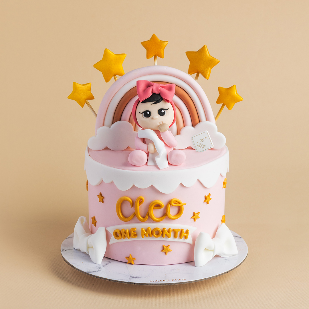Sweet Pea's First Month Cake | Baker's Brew Studio Pte. Ltd.