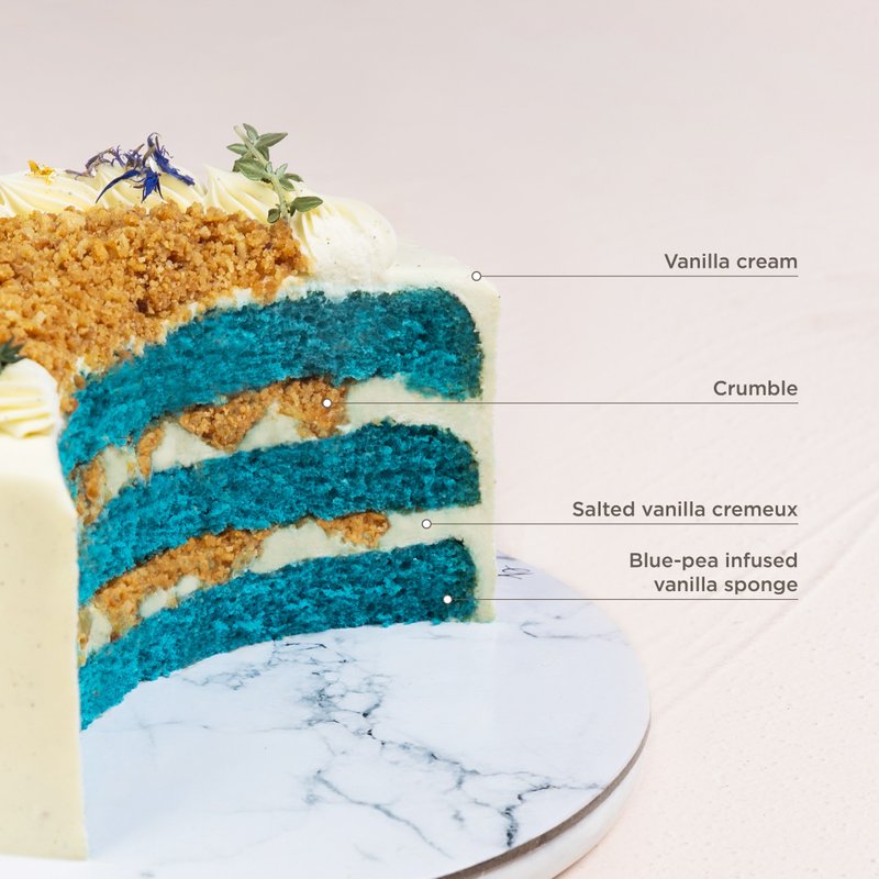 Blue Pea Salted Vanilla Cake | Baker's Brew | Online Cake Delivery ...