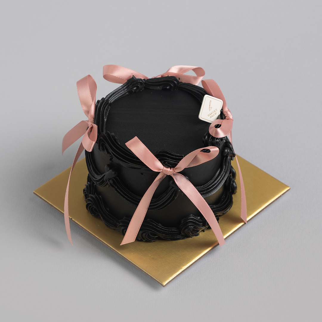 Black Ribbon Bento Cake | Baker's Brew Customised Cakes