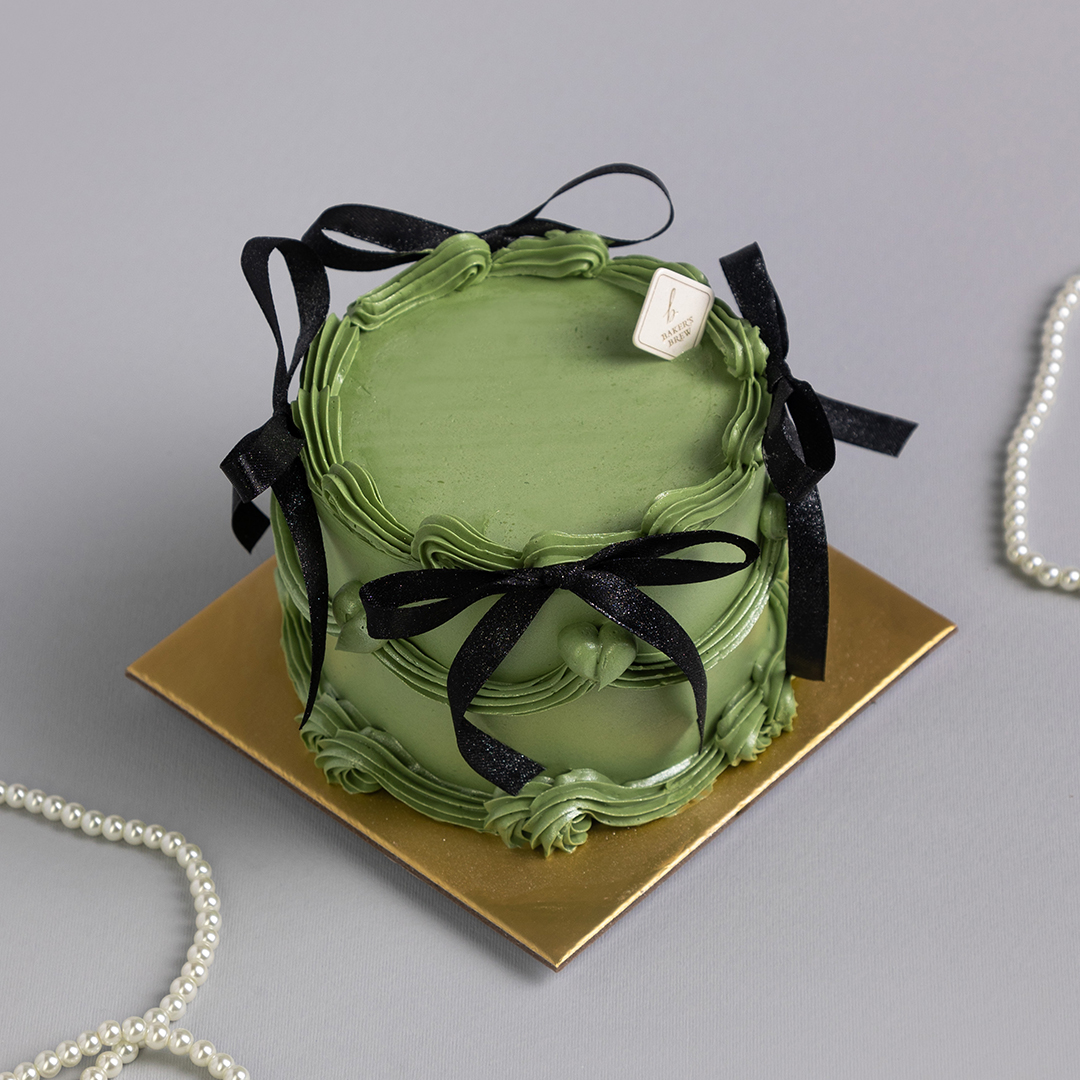 Sage Ribbon Bento Cake | Baker's Brew Customised Cakes