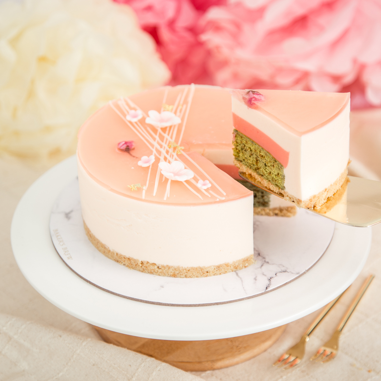 Sakura Uji Matcha Cake 6 | Baker's Brew Studio Pte. Ltd.