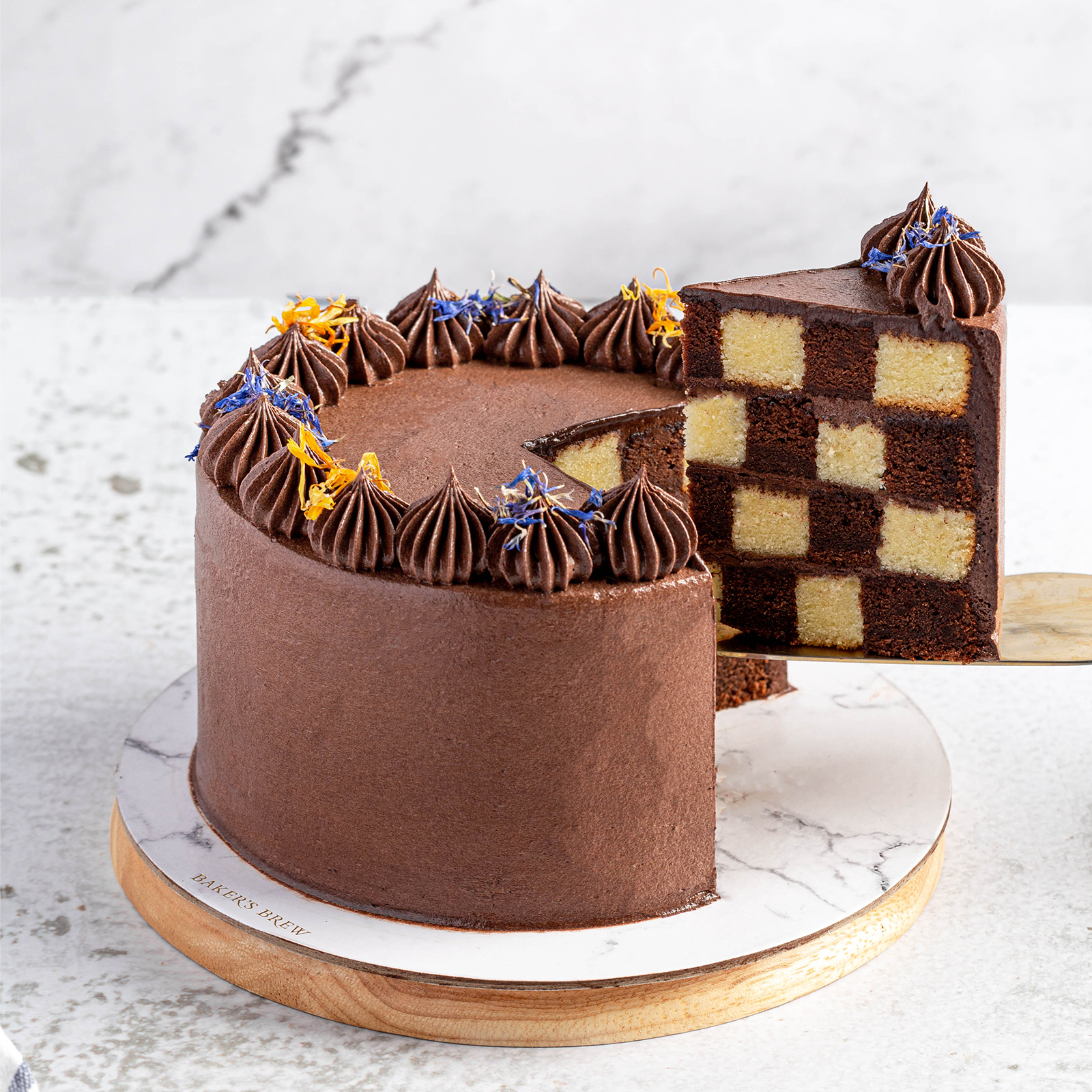 Queen’s Gambit Checkerboard Cake | Baker's Brew Baking Classes