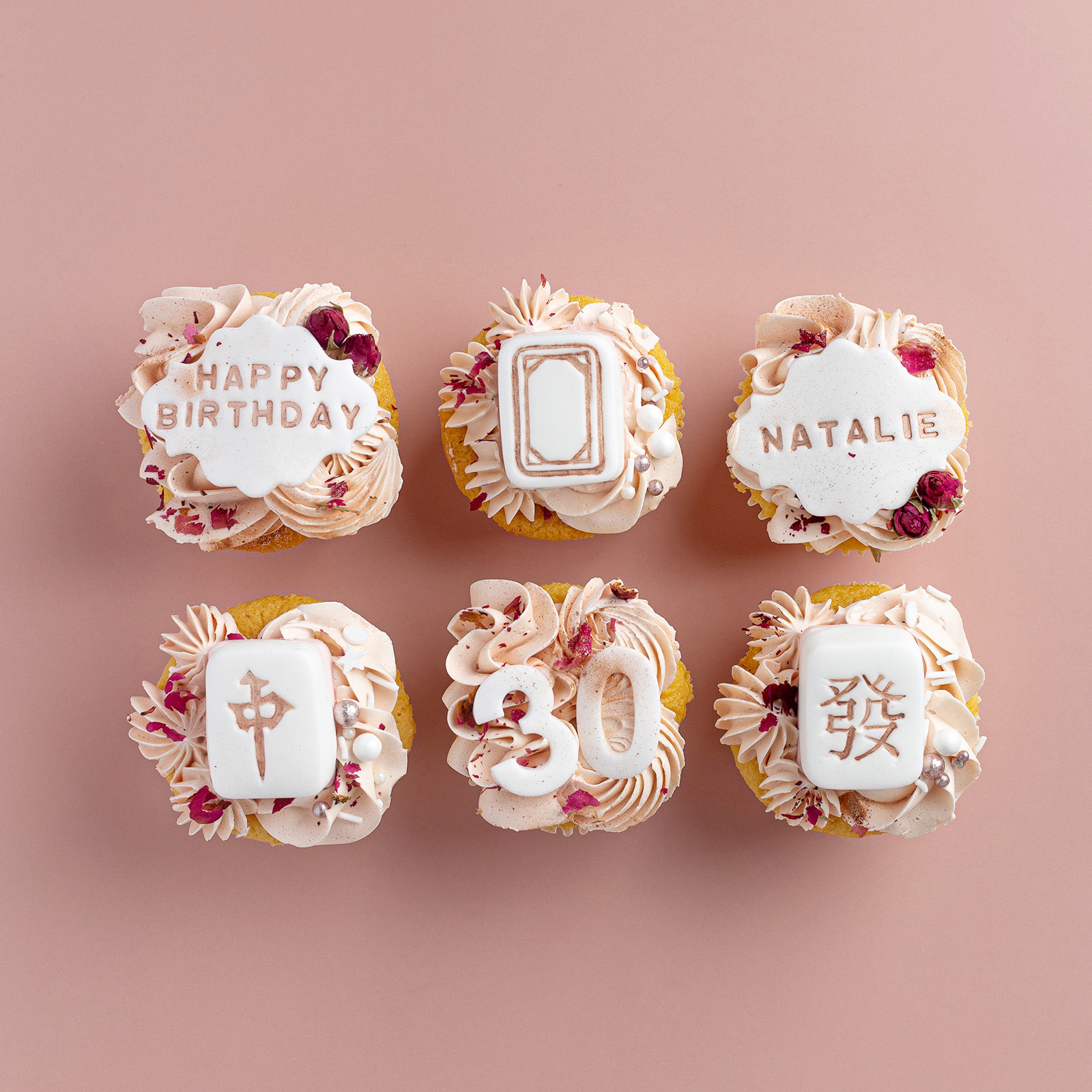 Heng Heng Rose Gold Mahjong Cupcakes | Customised Cupcakes Singapore